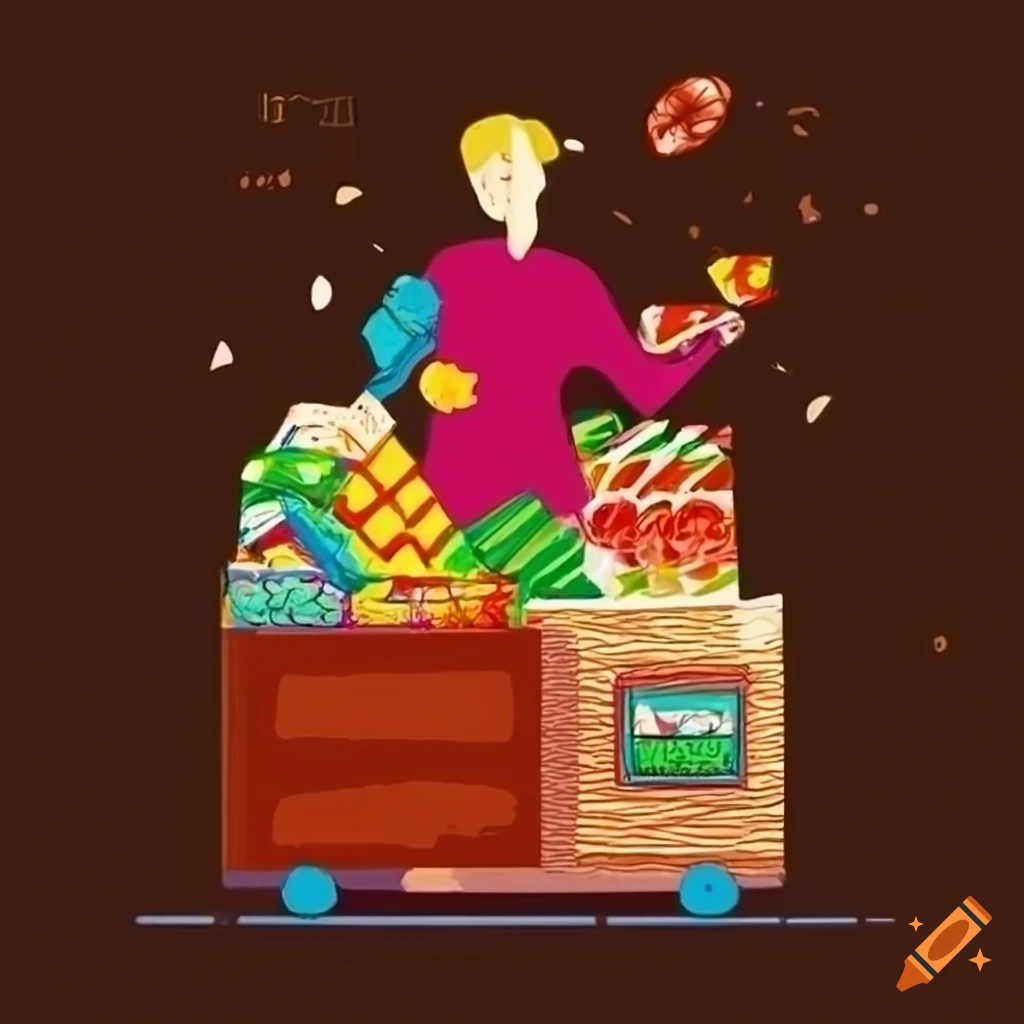 Doodle of supermarket shopping psychology