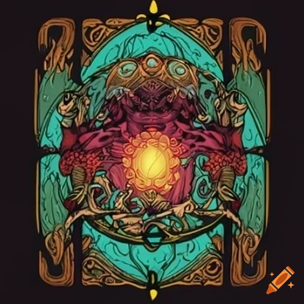 Empty comic book panels with art nouveau and norse designs on Craiyon