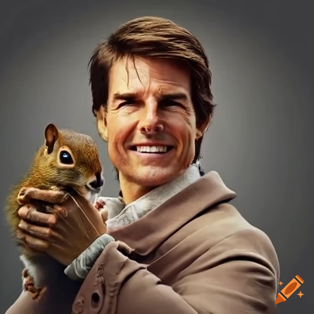Tom cruise holding a squirrel