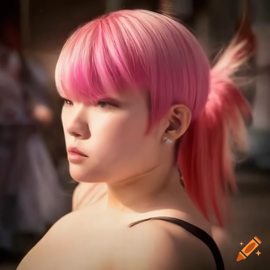 Close up photograph of a pink centaur warrior on Craiyon