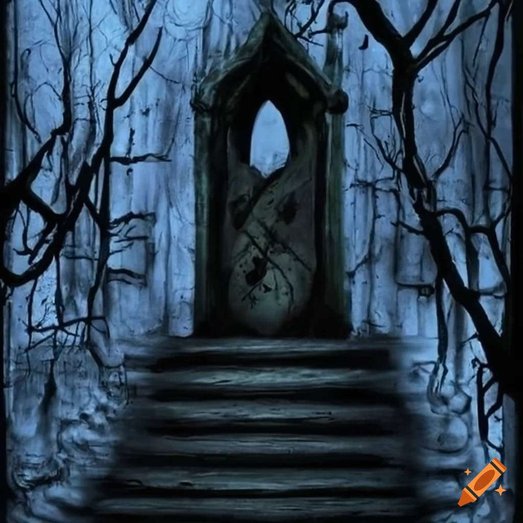 A gate with spooky ghosts on Craiyon