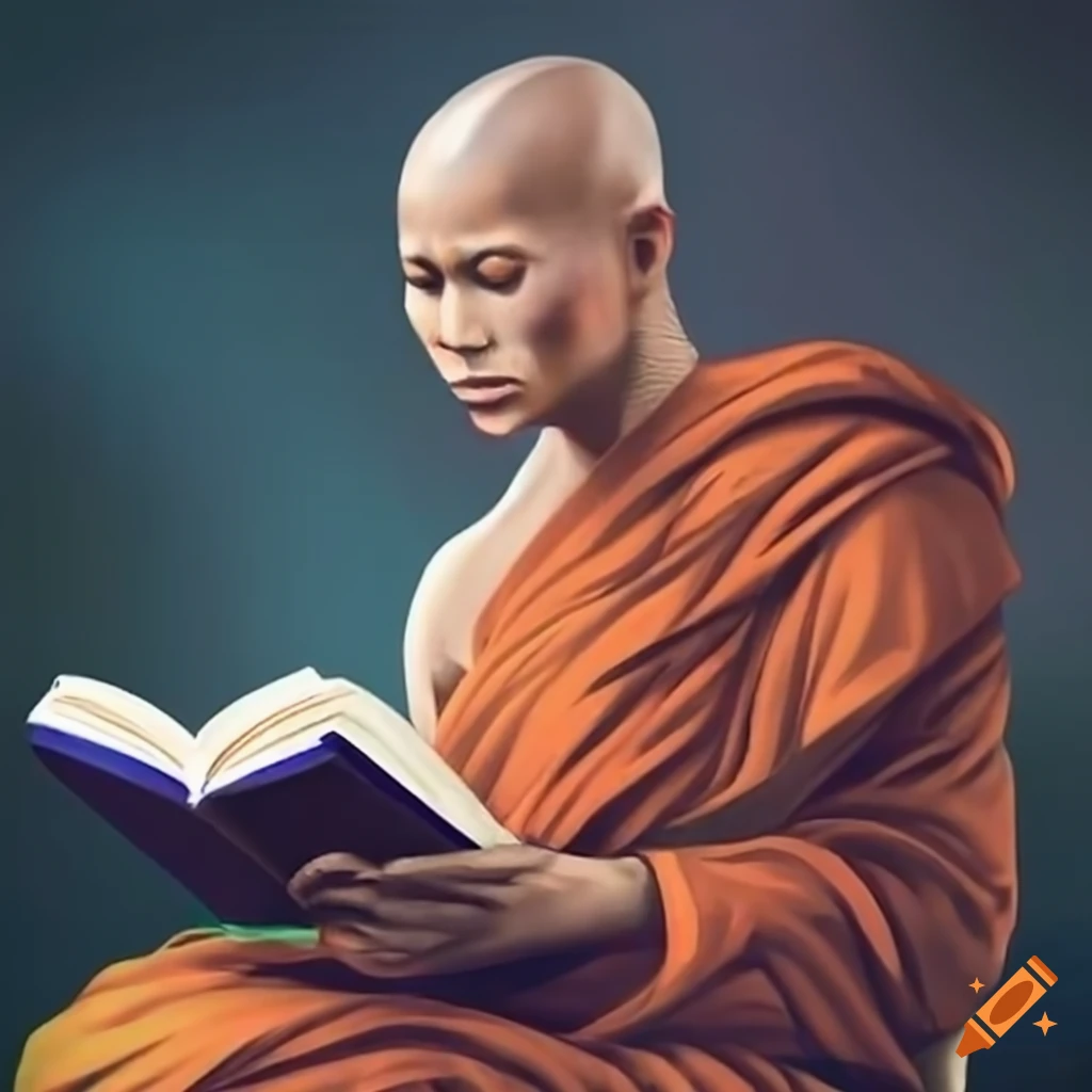Monk Reading A Book On Craiyon