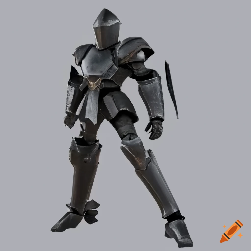 Photo-realistic image of a knight in black armor on Craiyon