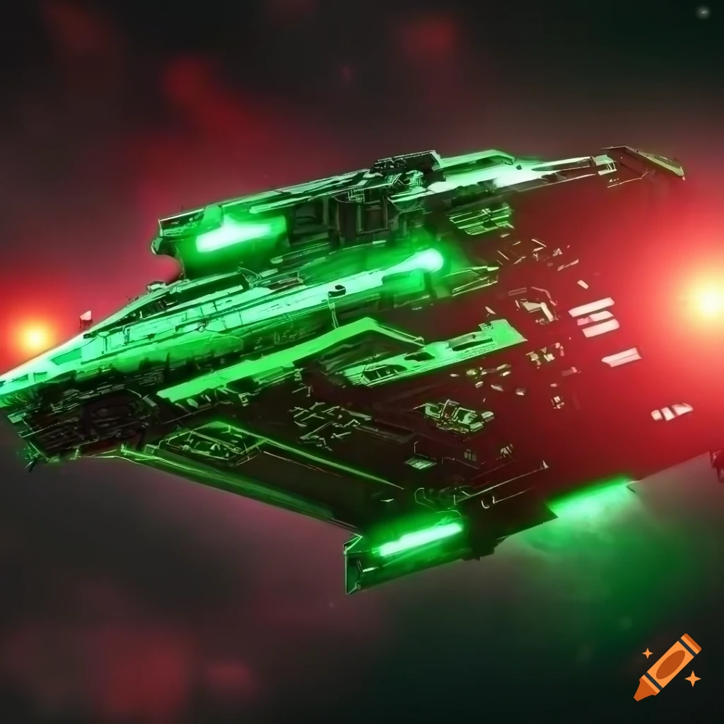 Realistic dark sci-fi spaceship in space on Craiyon