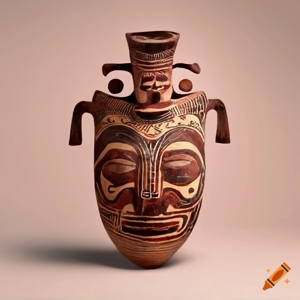 Pre-columbian pattern on a vessel on Craiyon