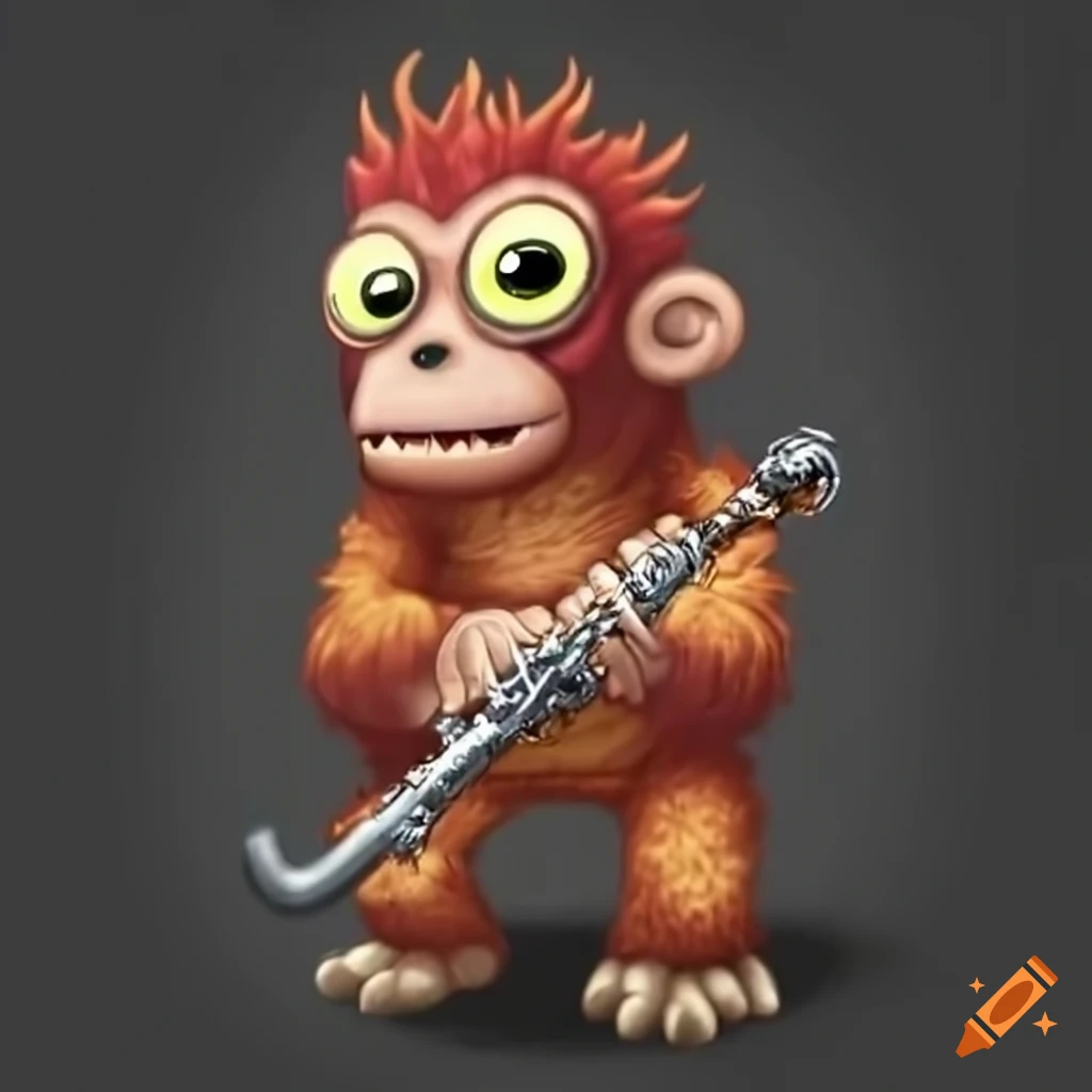 My singing monsters fire monkey playing oboe on Craiyon