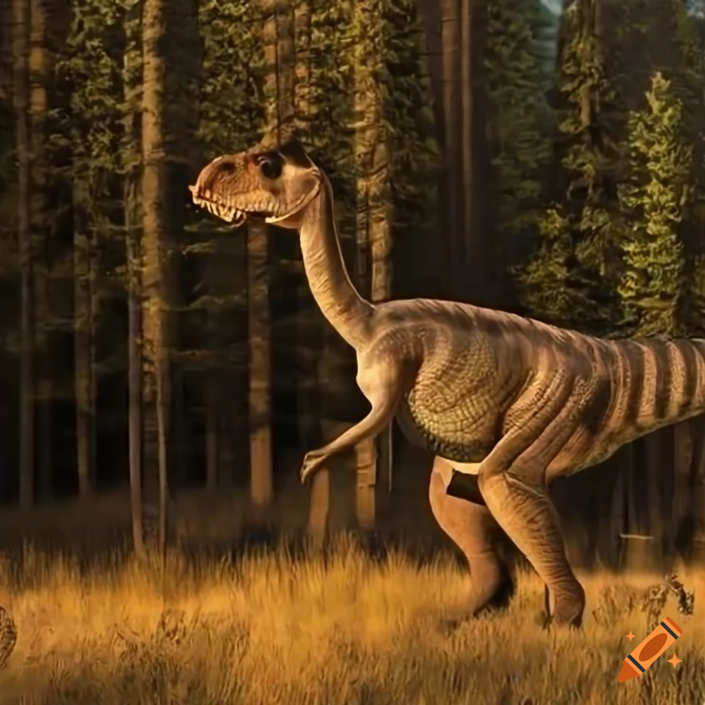 Illustration of two Hadrosaurus dinosaurs in British Columbia landscape ...