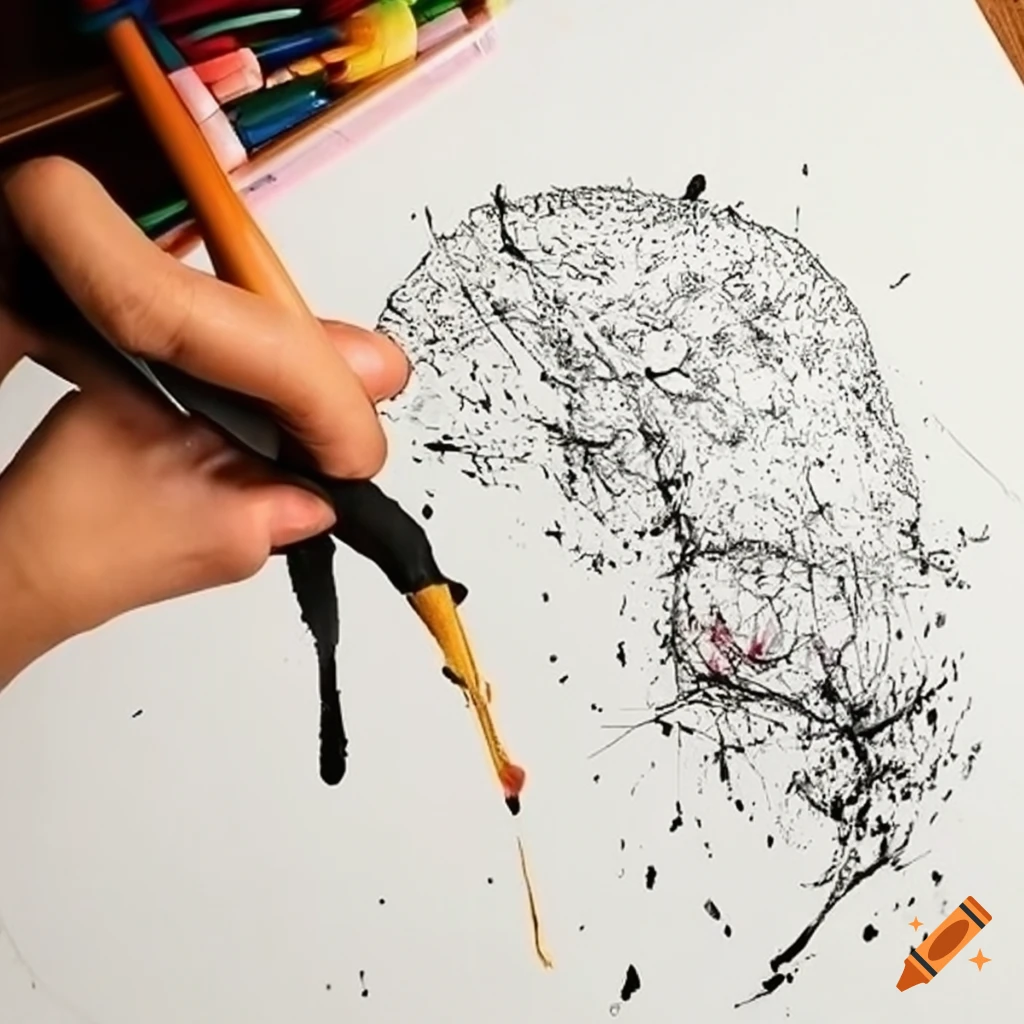 Abstract painting with splatters on Craiyon