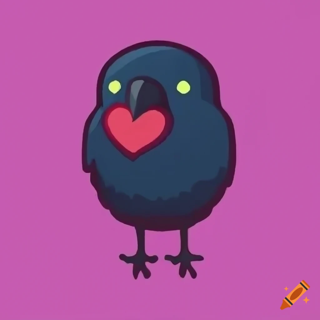 Crow holding a heart in emote style on Craiyon