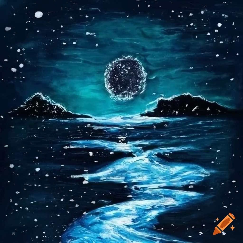 Siberian art landscape with animals and cosmic elements in a colored ...