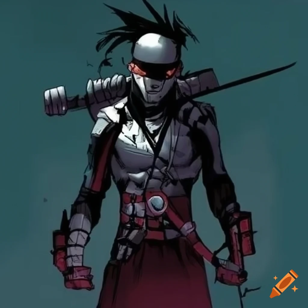 Comic style image of futuristic ninja punk on Craiyon
