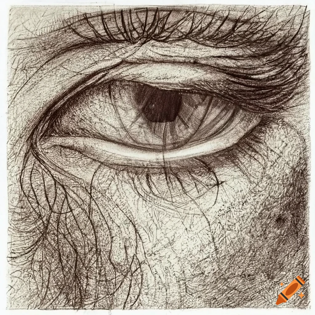 Intricately detailed eye drawing on Craiyon