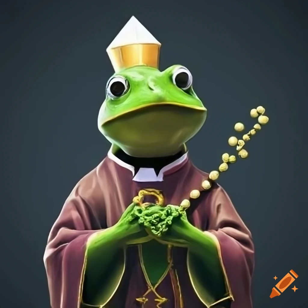Frog wearing a pope hat on Craiyon