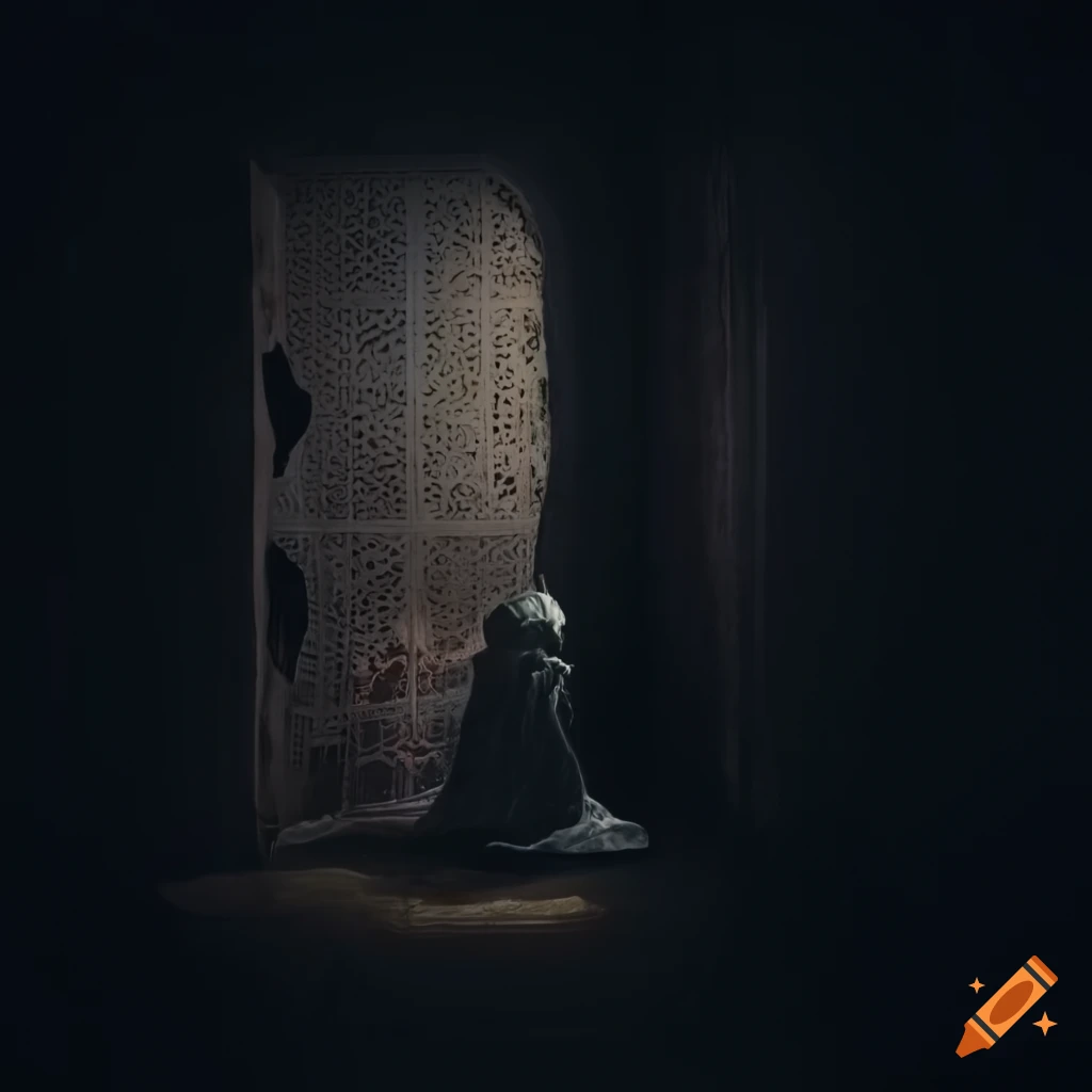 Muslim man sitting and praying with tears of repentance on Craiyon