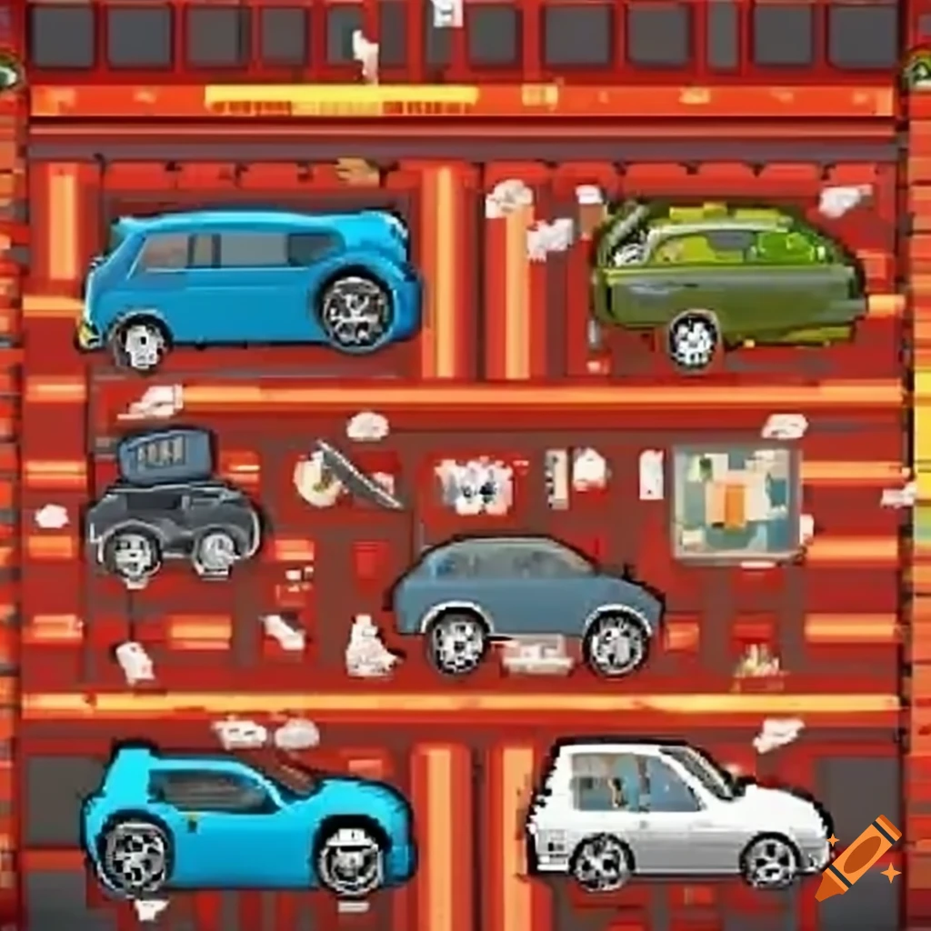 Top-down car game in a city on Craiyon