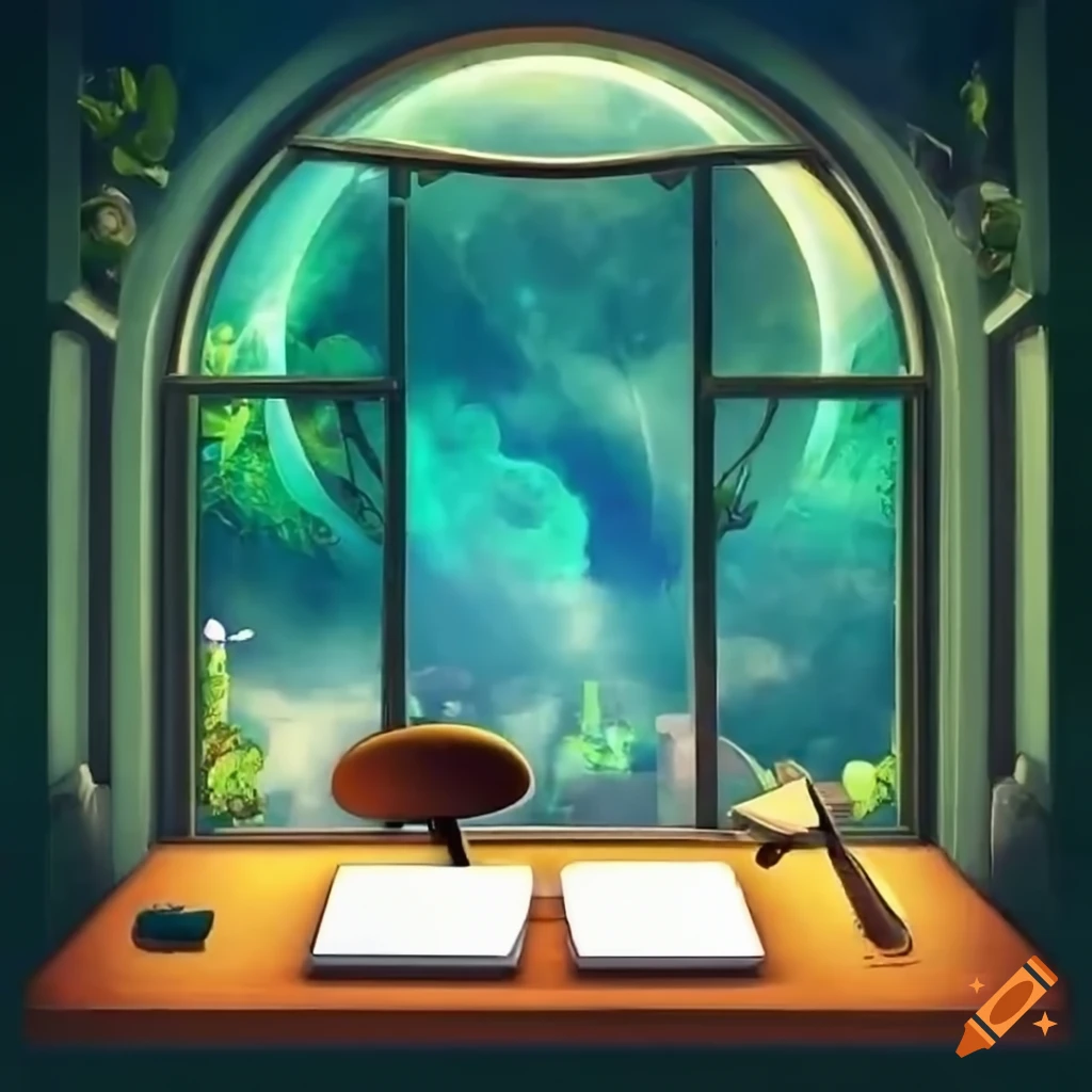 Image of an old academia witch study room with connecting rooms