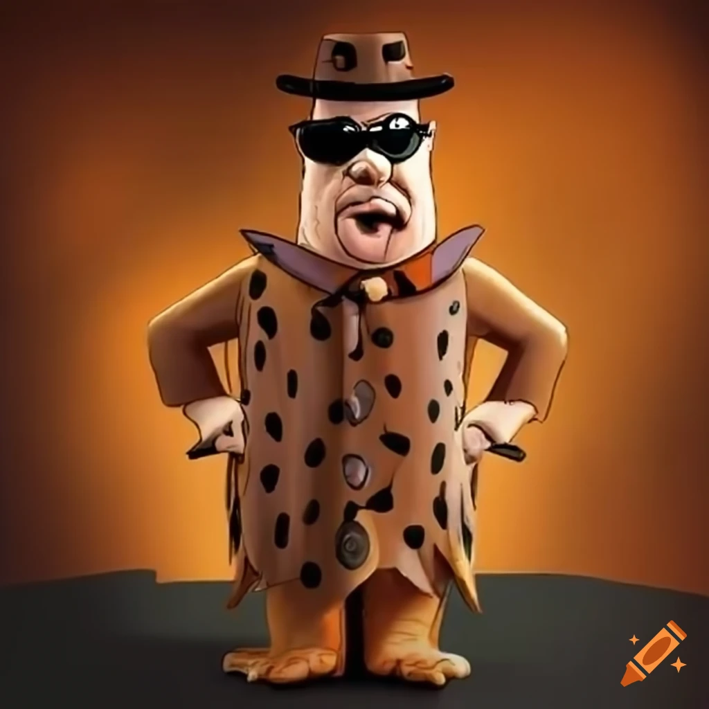 Cartoon depiction of fred flinstone as walter white on Craiyon