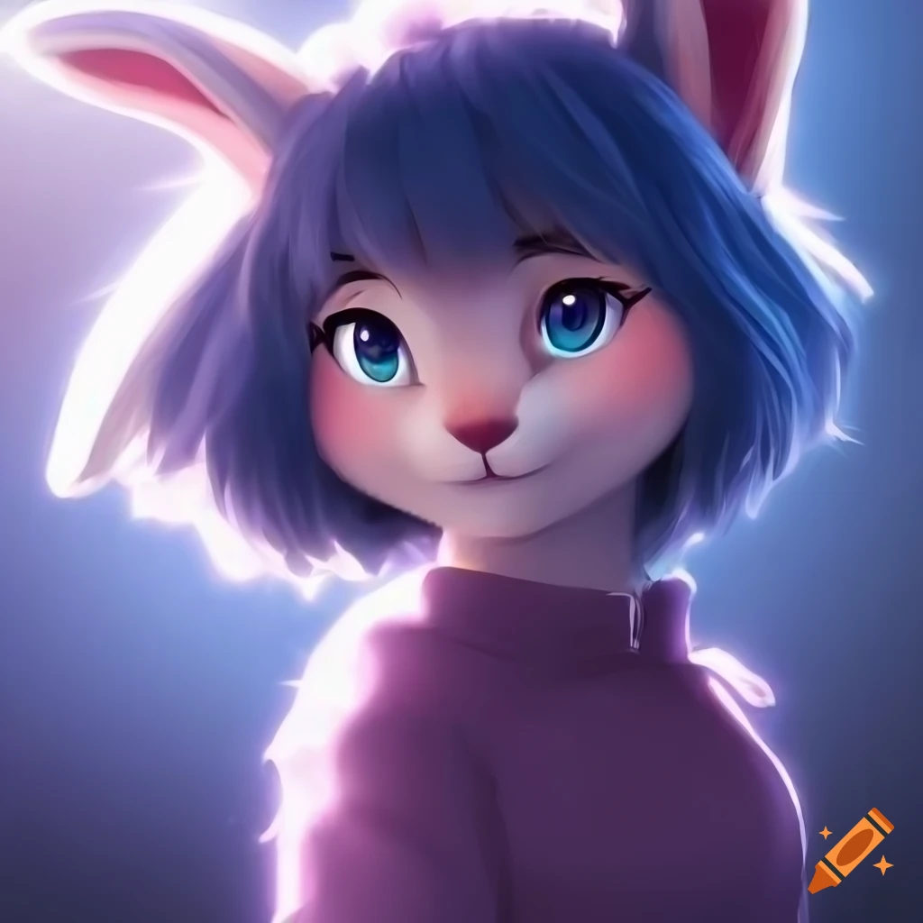 Anthropomorphic cute bunny in green neon colors on Craiyon