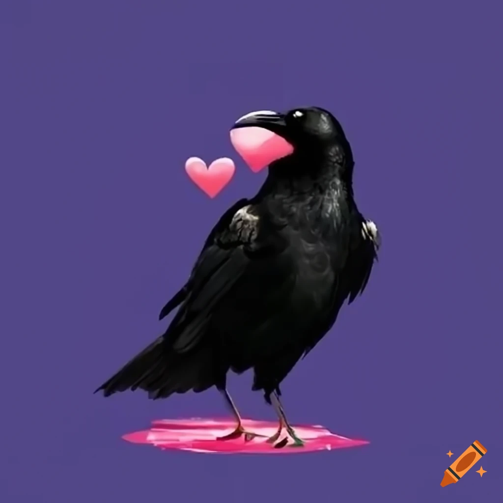 Cute crow expressing love with a heart emoticon
