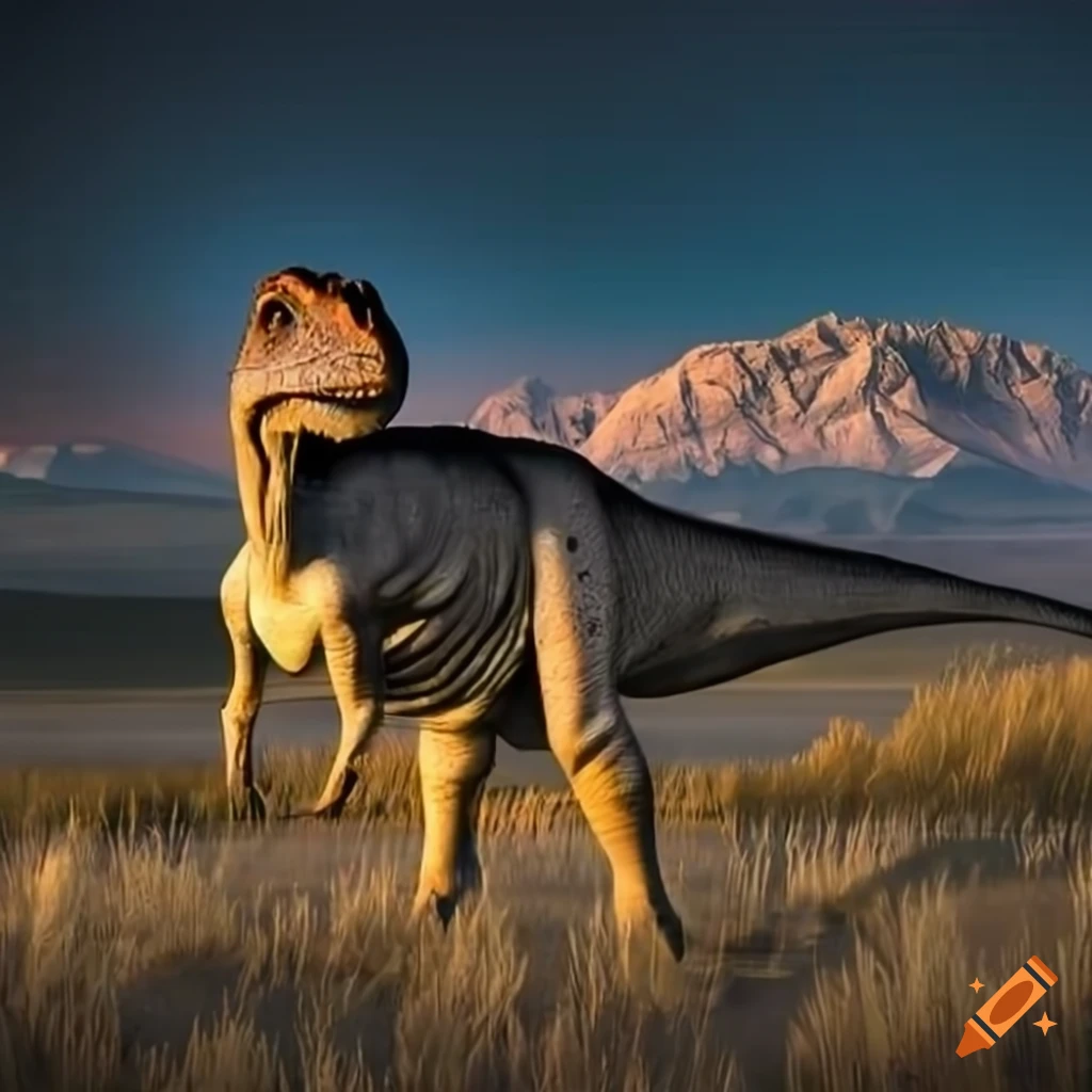 Artistic depiction of two hadrosaurus dinosaurs in a british columbia ...