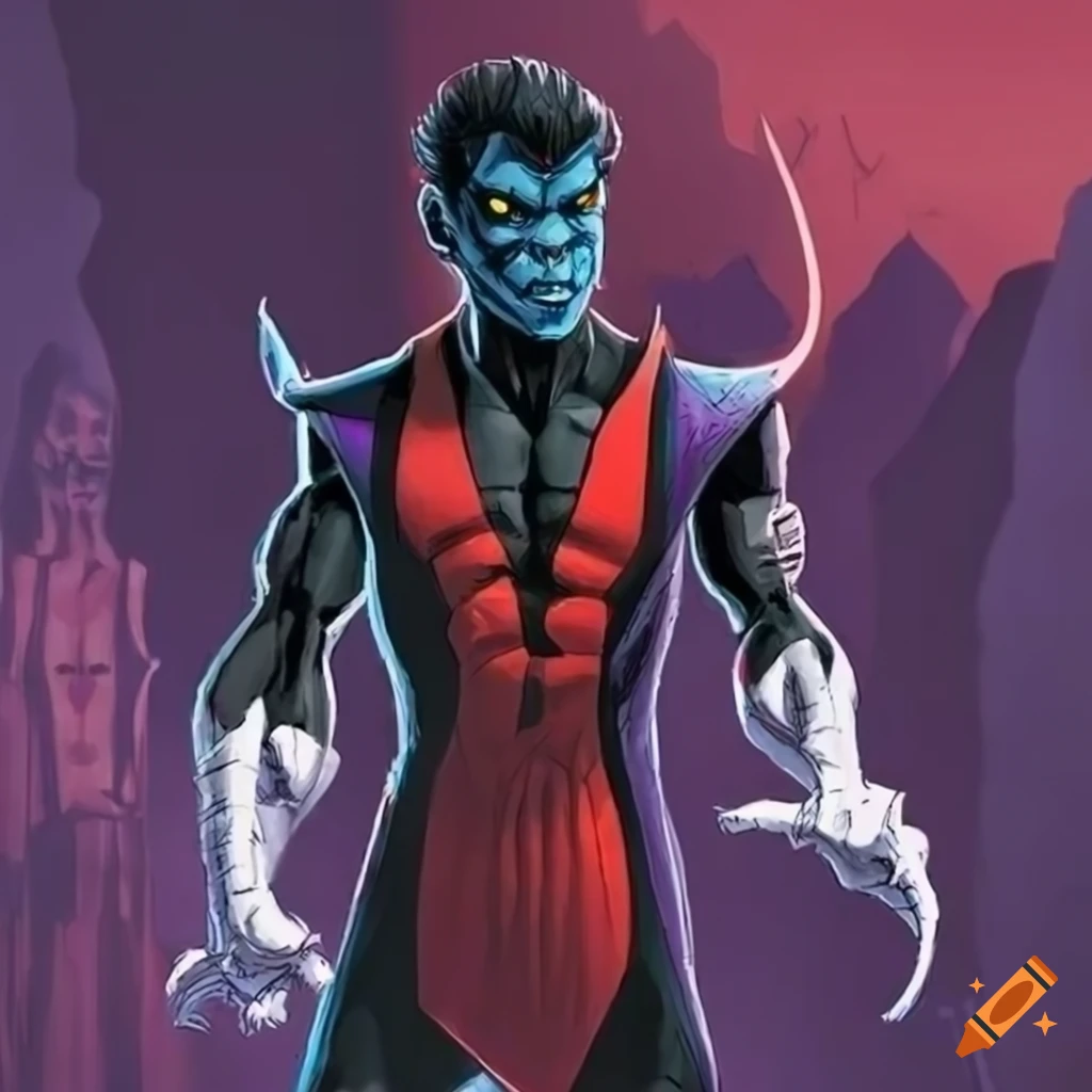 Nightcrawler and gambit fusion with staff, cards, top hat, and trench ...