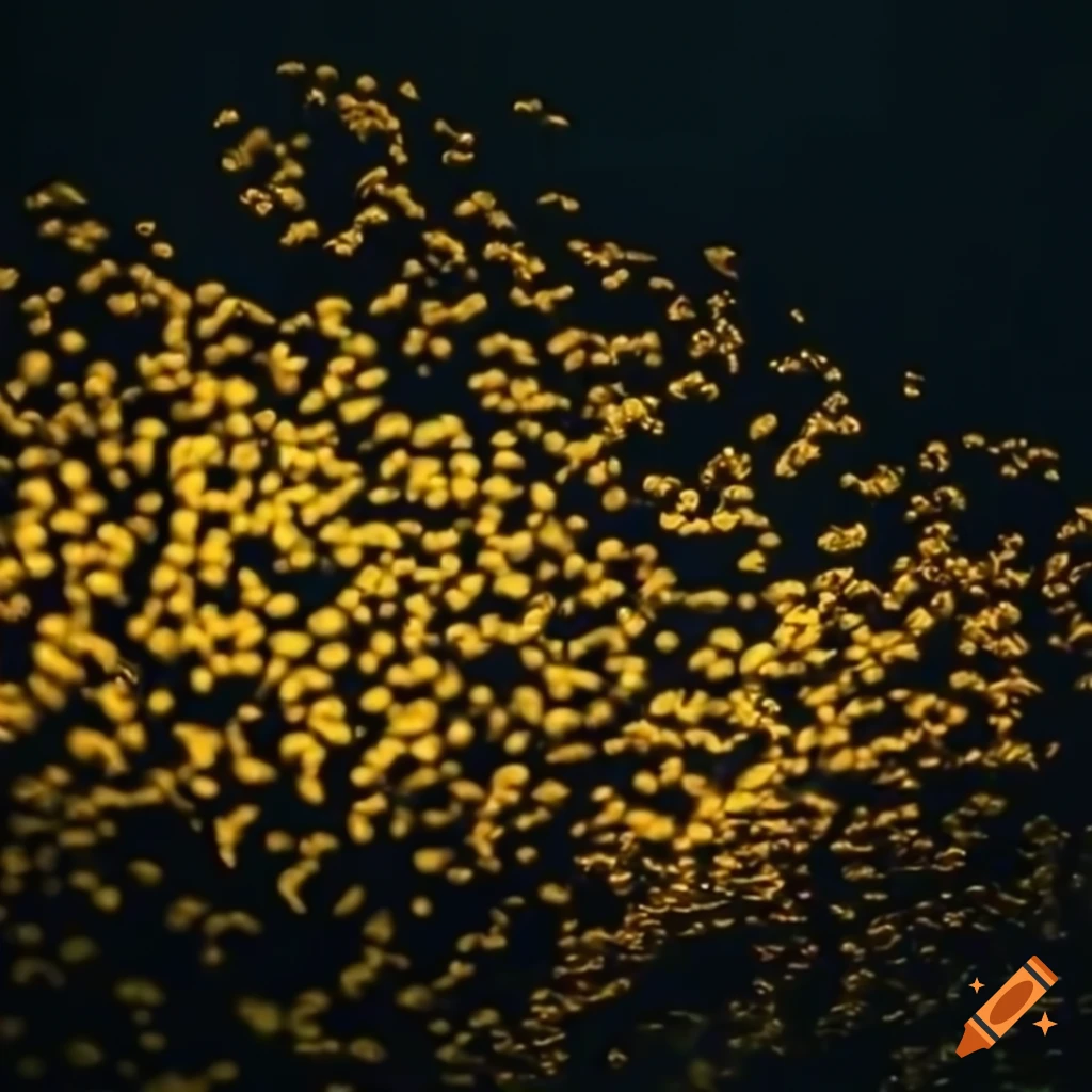 Swarm of synchronized yellow insects in flight on Craiyon