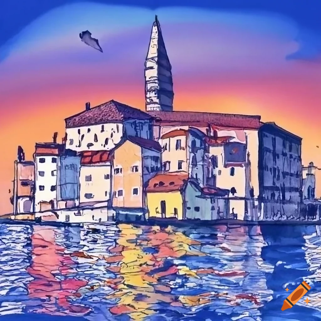 Ink drawing of rovinj, croatia on Craiyon