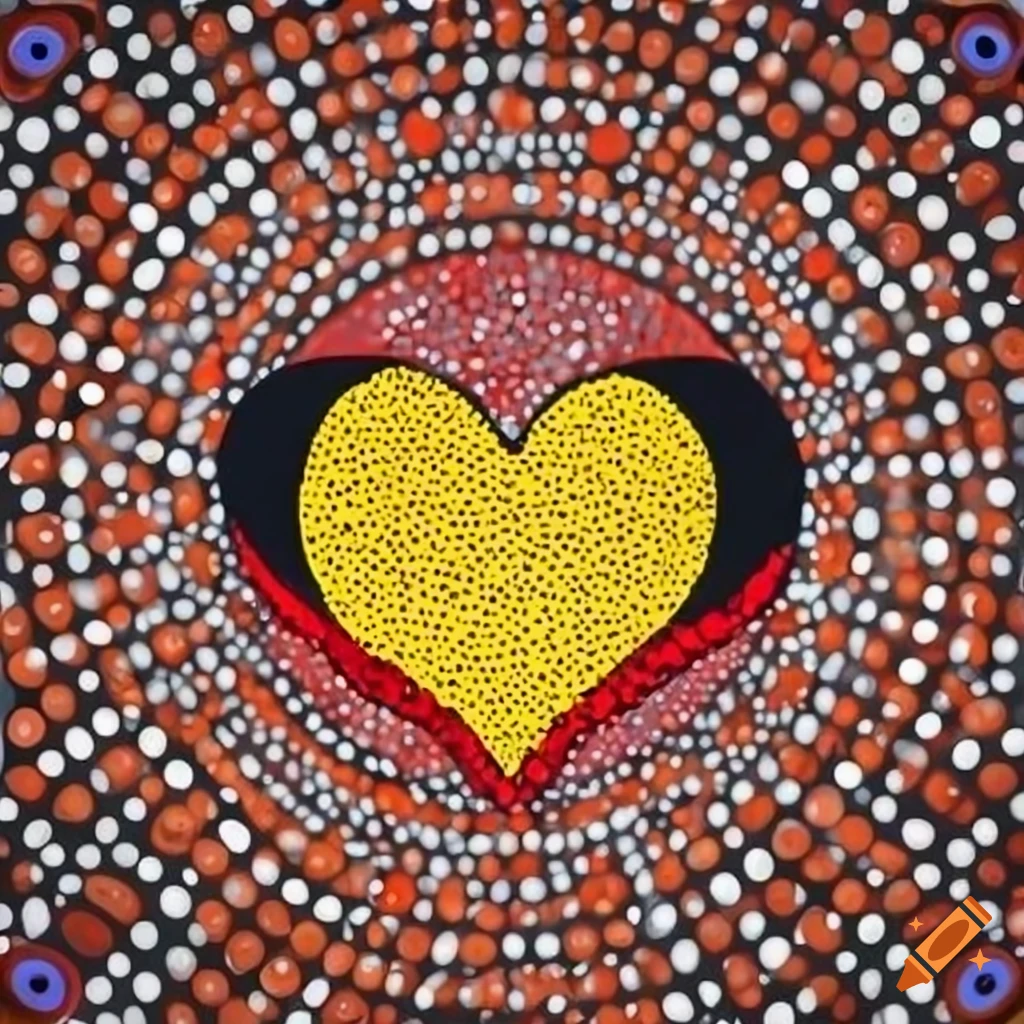 Australian aboriginal flag with a yellow heart on Craiyon