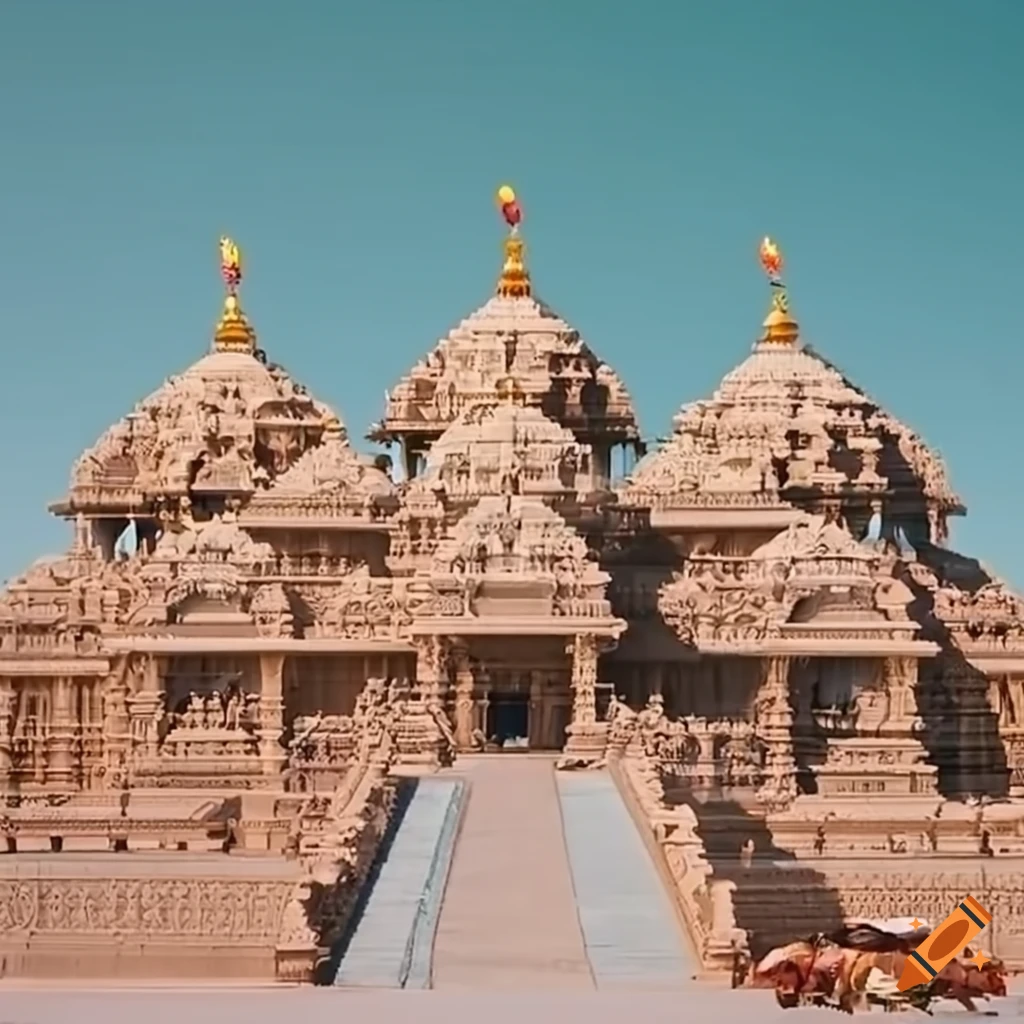 Akshardham hindu temple on an australian beach on Craiyon
