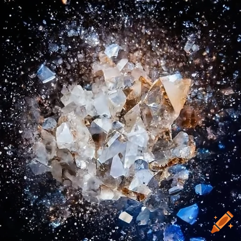 Explosion of a crystal in the starry night sky on Craiyon