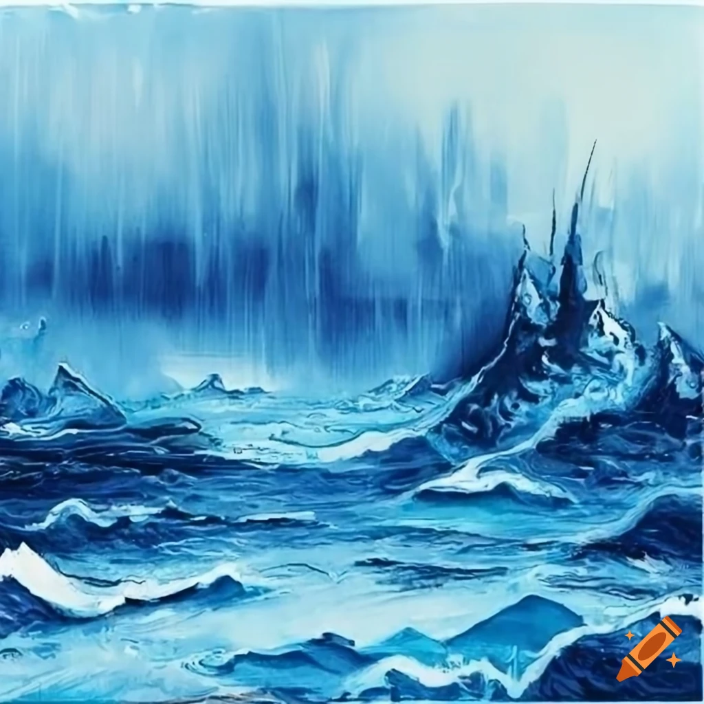 Black ink drawing of an island in stormy sea on Craiyon