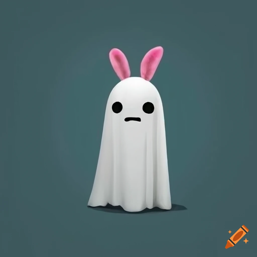 Cartoon ghost with rabbit ears on Craiyon