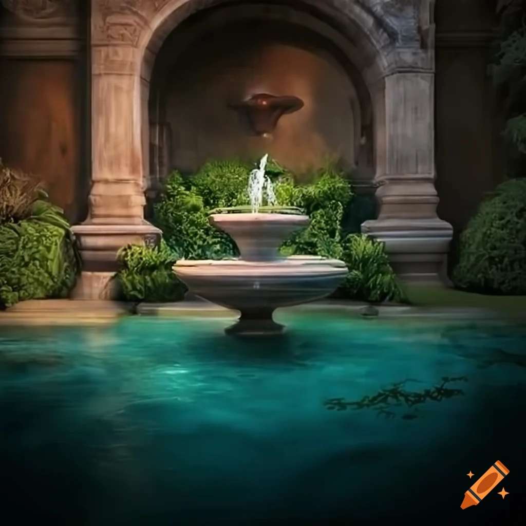 Human bodies fountains vessels water nature drops renaissance painting ...