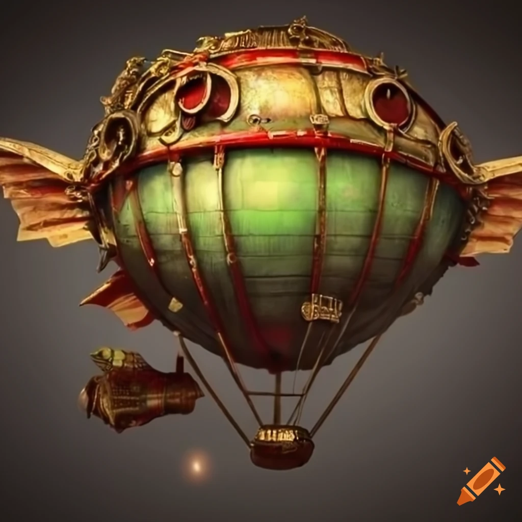 Detailed steampunk airship model on Craiyon