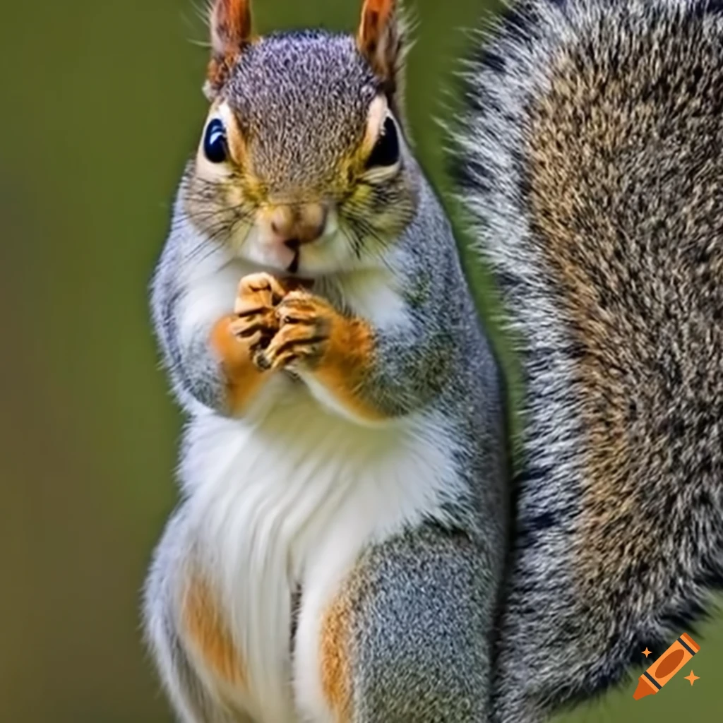 Squirrel with a fluffy tail in the city on Craiyon