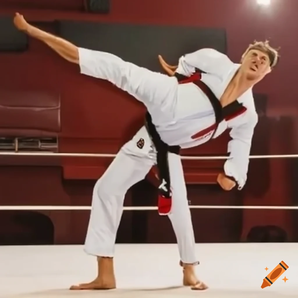 Image of an impressive mid-air kick on Craiyon