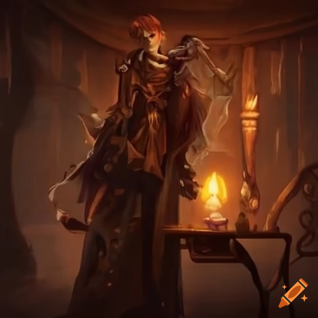 Artwork of an alchemist with stitched body parts