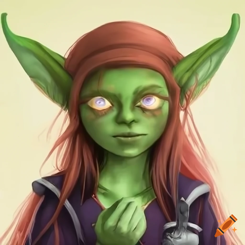 Artwork of a goblin girl in a school setting on Craiyon