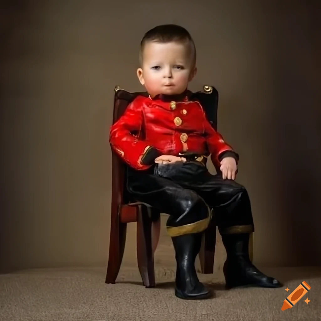 Photo of a young canadian boy in mountie uniform on Craiyon
