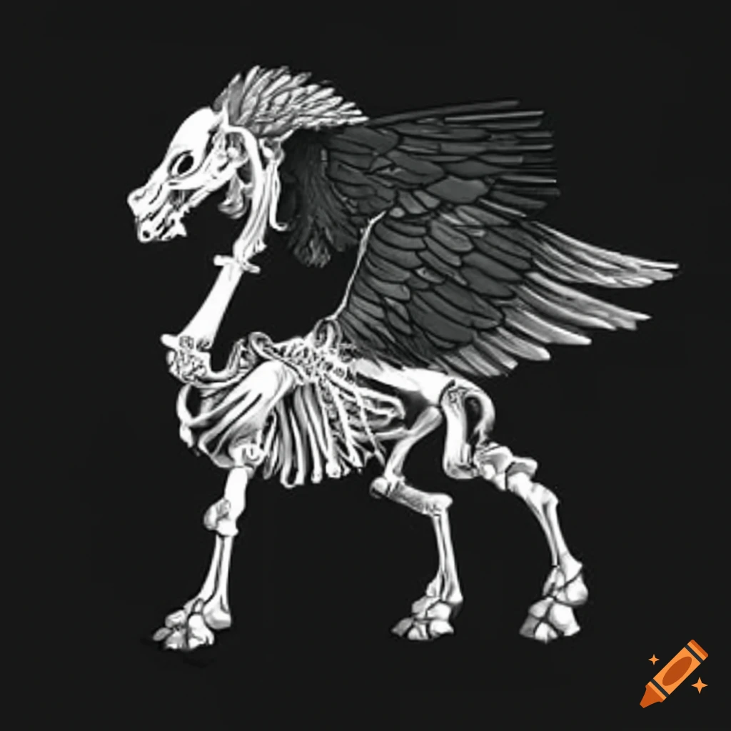 Majestic manticore flying in captivating black and white line art on ...