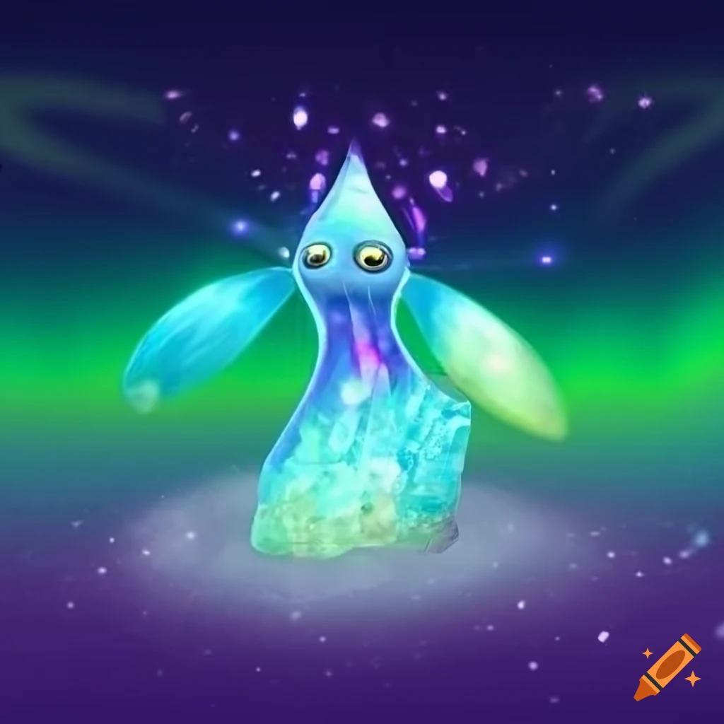 Design of Crystallith, a sparkling crystal monster on Craiyon