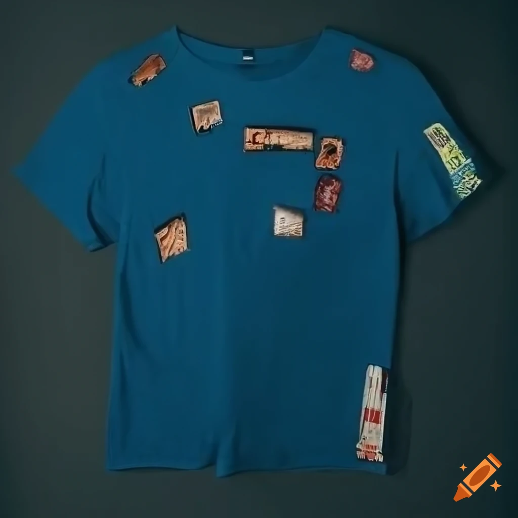 Tee-shirt covered in patches on Craiyon