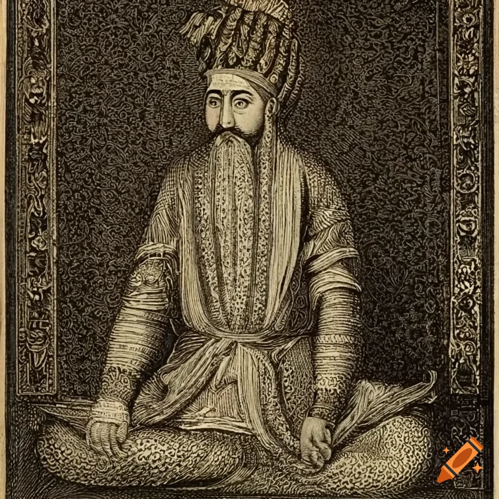 Old engraving of European shamsuddin Ilyas Shah 1600s on Craiyon