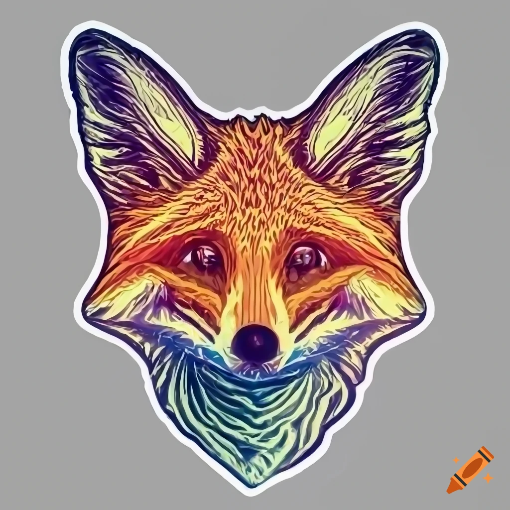 Neon psychedelic drawing of a fox on Craiyon
