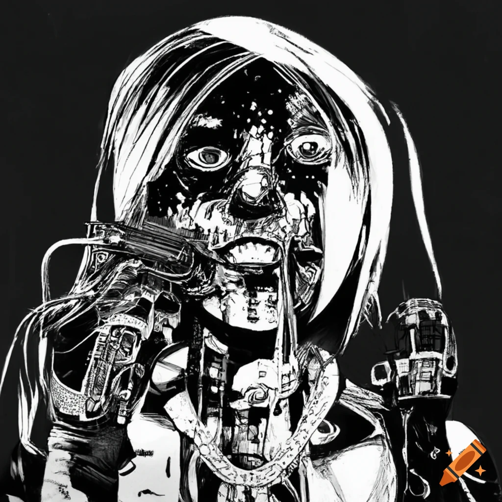 Cyborg playing music