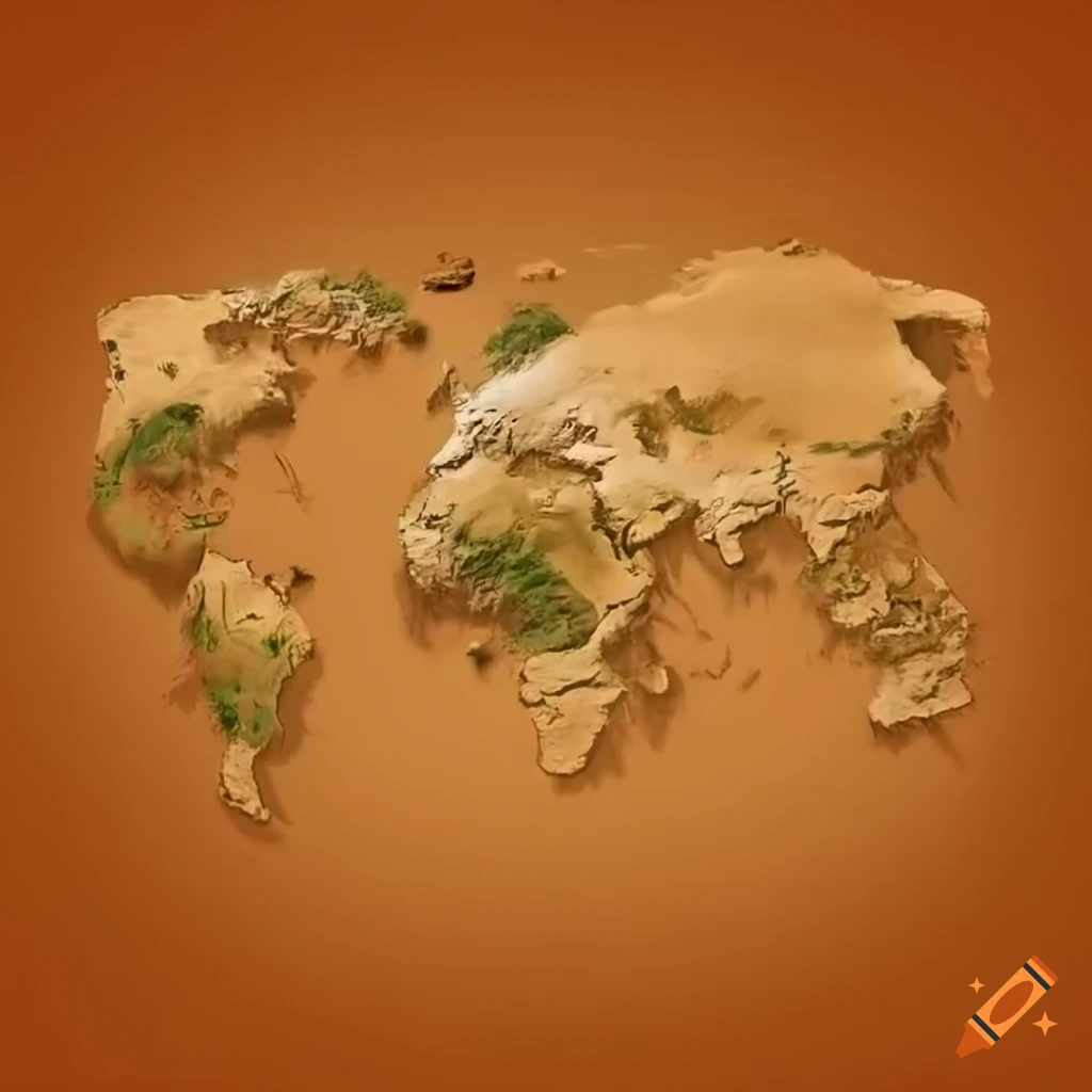 Deserted and dried out planet earth map on Craiyon