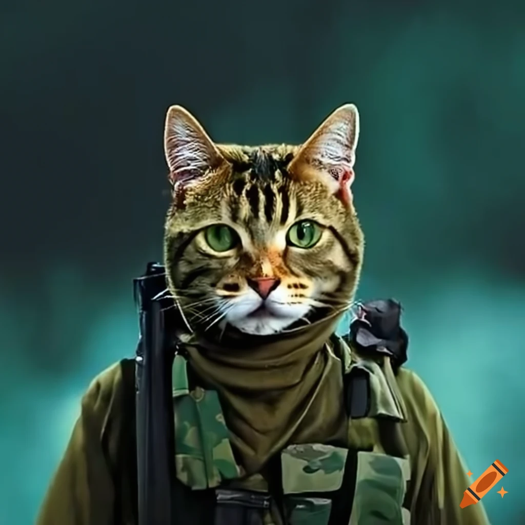 Image of a cat wearing a hamas member costume on Craiyon