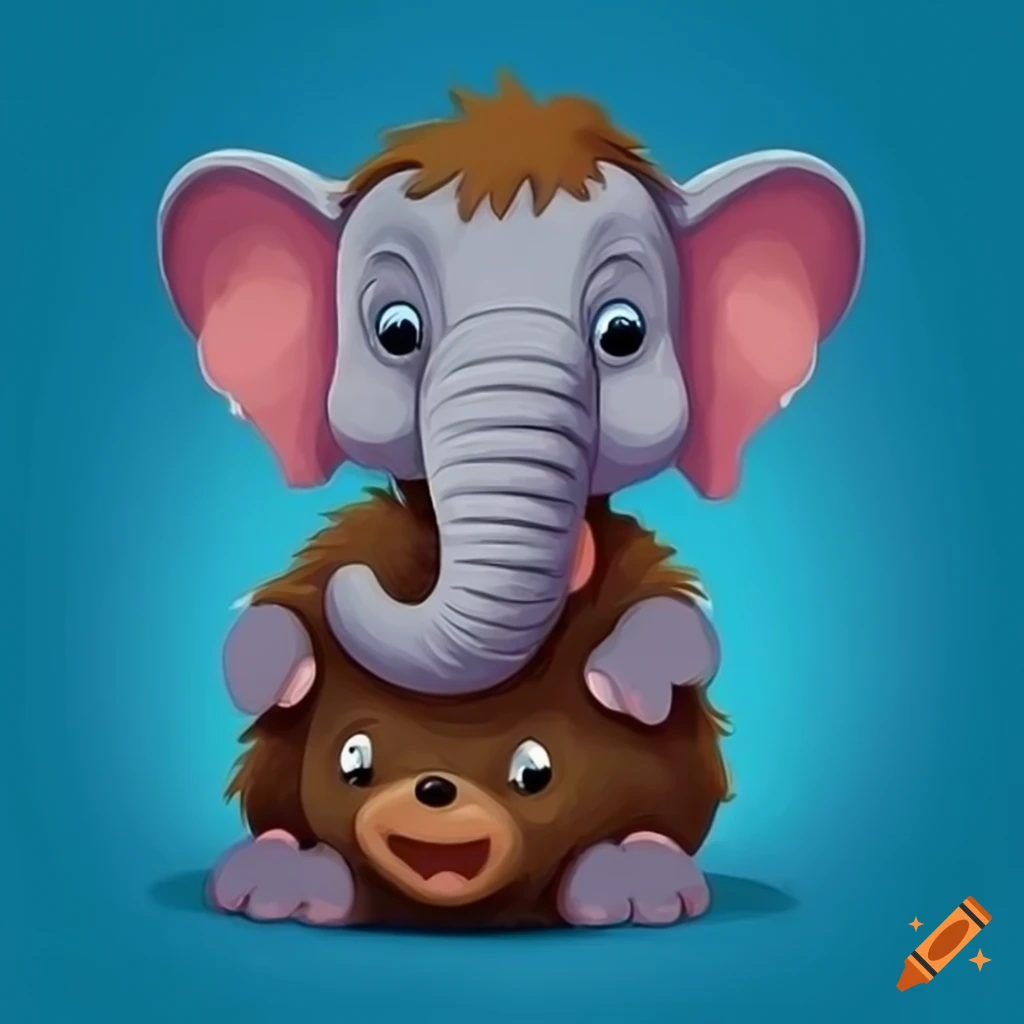 Cartoon painting of an elephant and hedgehog - Craiyon