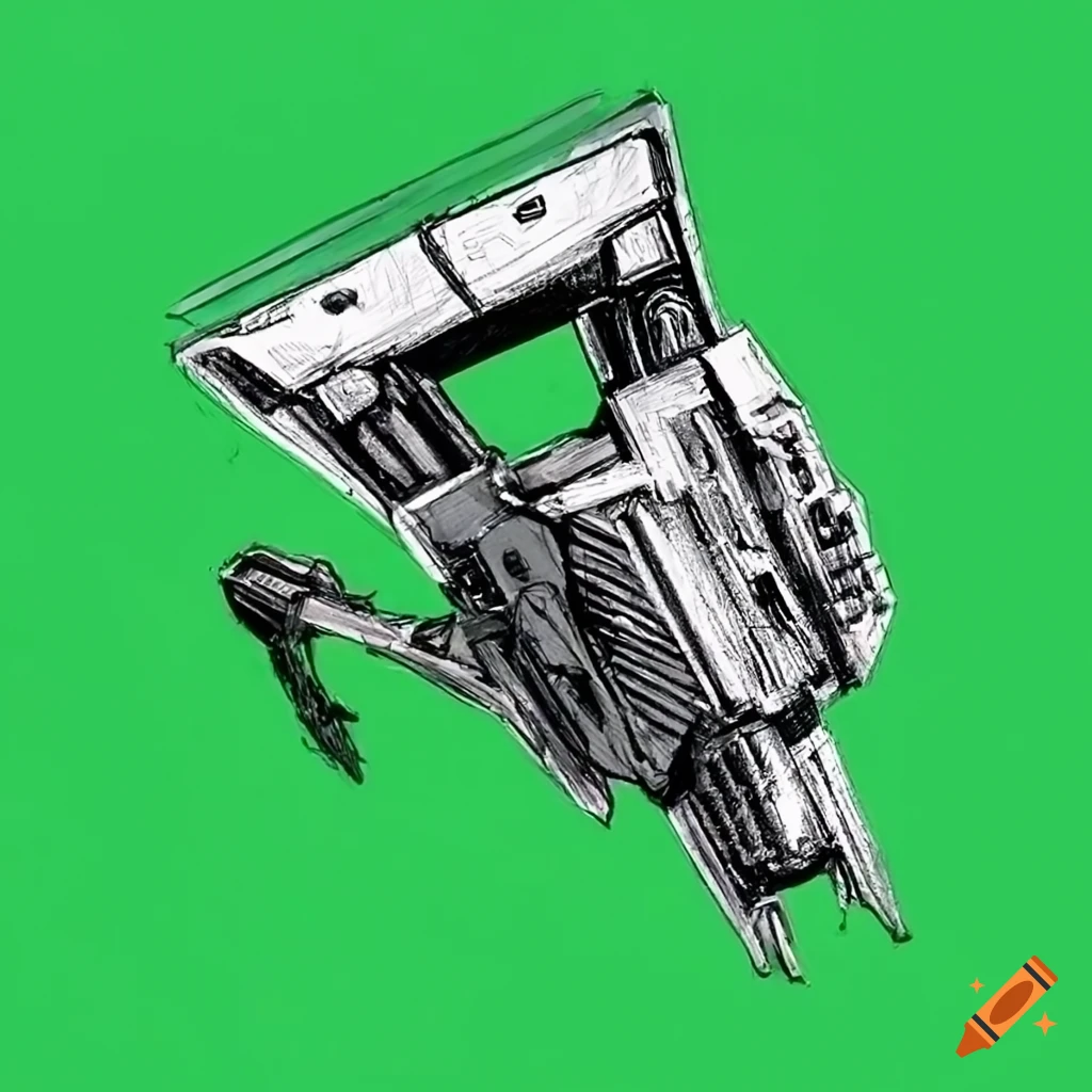 Sketch art of a black high-tech metal box cutter on Craiyon