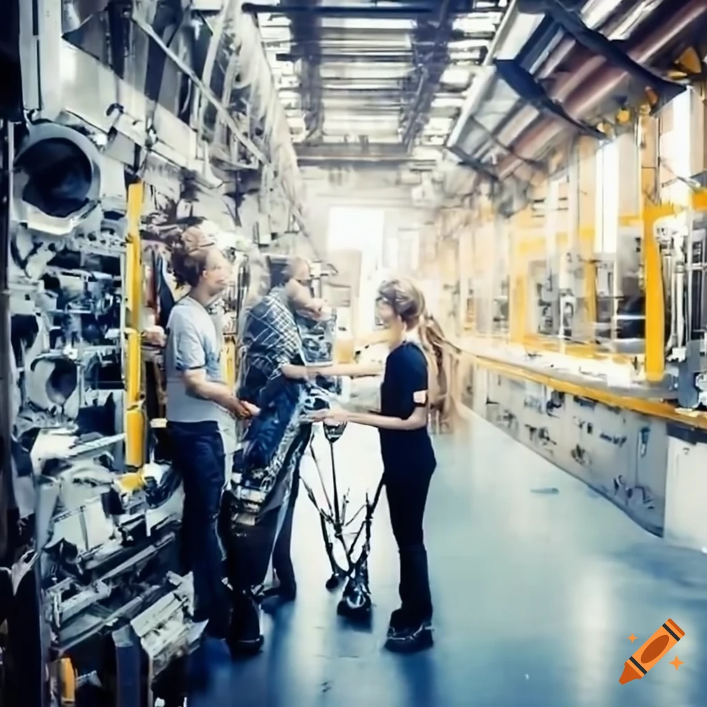 Students exploring a modern factory